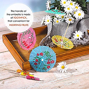 Drink Umbrellas Cocktail Picks Hawaiian Multi Color Drink Umbrellas Tropical Parasol Umbrella Cupcake Topper for Party Supplies (24 Pieces)