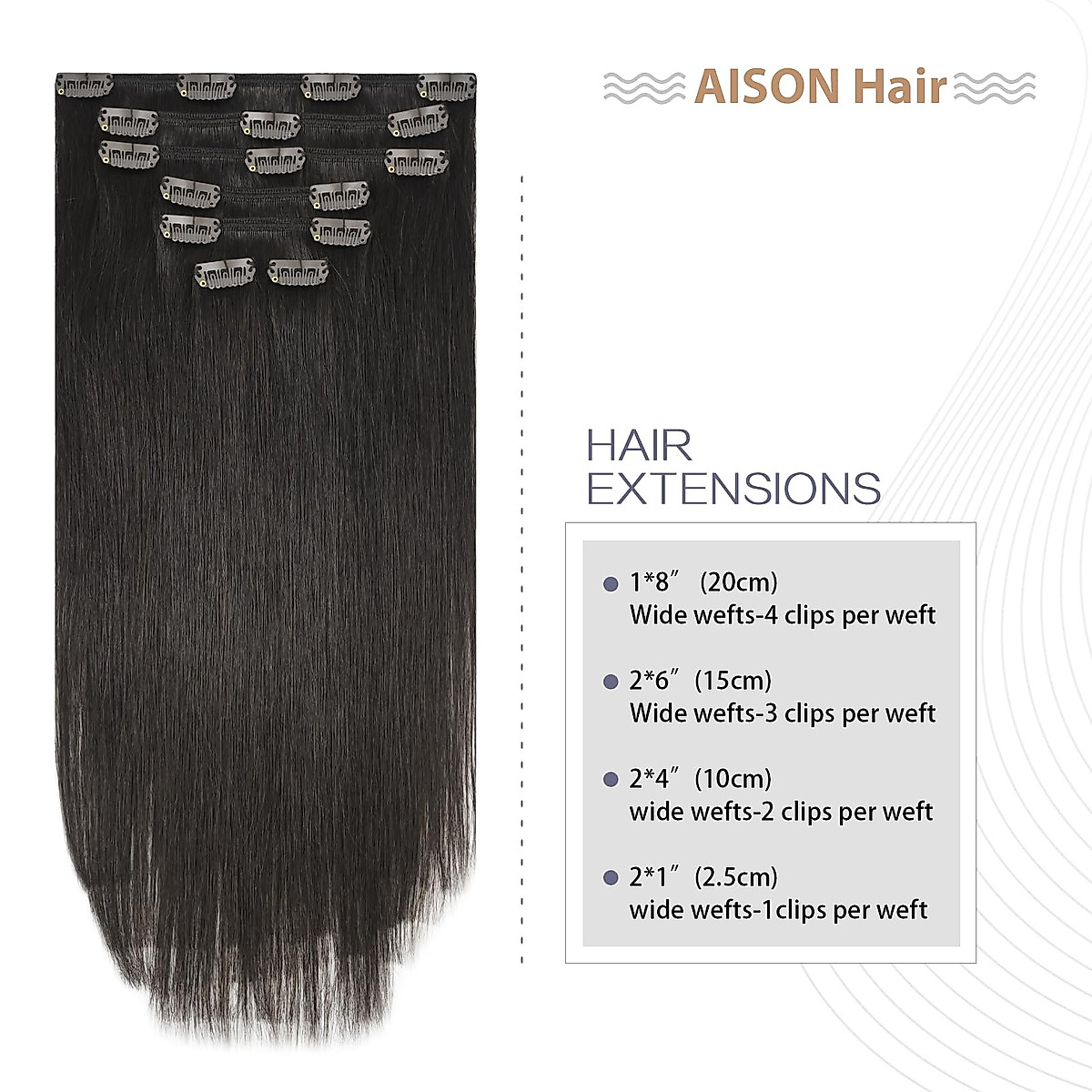 Aison Dark Brown Clip in Hair Extensions Real Human Hair 70G Remy Human Hair Clip in Extensions Soft Silky Straight for Women 7pcs 16clips 18 Inch Brown Hair Extensions