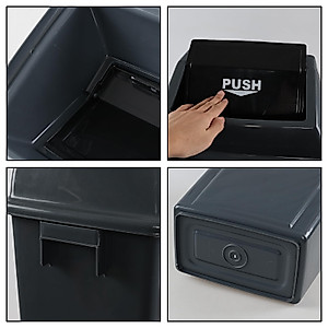 Tyminin 13 Gallon Plastic Swing Lid Trash Can, Outdoor Garbage Can, Grey, 4 Pack