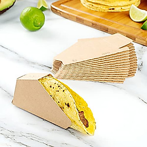 Restaurantware Bio Tek Kraft Paper Small Taco Holder - Greaseproof - 4" x 1 1/4" x 2 1/4" - 200 count box