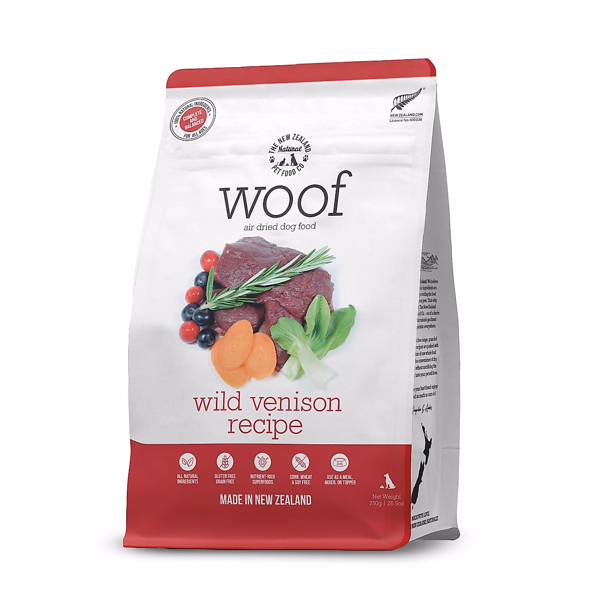 The New Zealand Natural Pet Food Co. WOOF Air Dried Dog Bites -Venison Recipe Air Dried Dog Food,High Protein Venison Dog Food, Healthy Dog Food,26.5oz