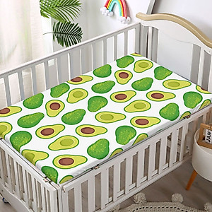 Avocado Green Themed Fitted Crib Sheet,Standard Crib Mattress Fitted Sheet Toddler Bed Mattress Sheets-Baby Sheet for Boys Girls, 28“ x52“,Fern Green Pale Avocado Green Pale Caramel Yellow Green