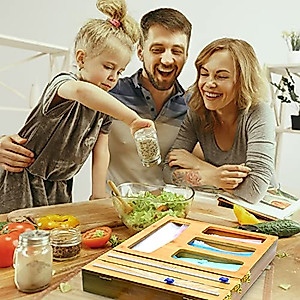 MADDIS -Ziplock Bag Storage Organizer, 6 In 1 Foil and Plastic Wrap Organizer with cutter, Ziplock Bag Storage Organizer for Kitchen Drawer or wall,Foil Organizer compatible with 12 inch size rolls.