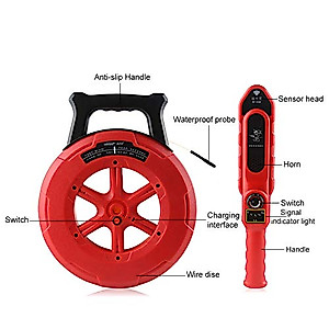 Pipe Locators, 30M/100Ft Pipe Blockage Detector, Handheld Waterproof Sensitivity Adjustable Wall Scanner, Pipeline Blocking Clogging Scanner for PVC Metal Water Pipes (40M)