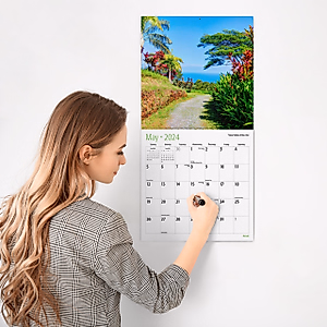 RED EMBER Untamed & Beautiful Hawaii 2024 Hangable Monthly Wall Calendar | 12" x 24" Open | Thick & Sturdy Paper | Giftable | Beach Scenic Nature Travel | Your Daily Hawaiian Getaway