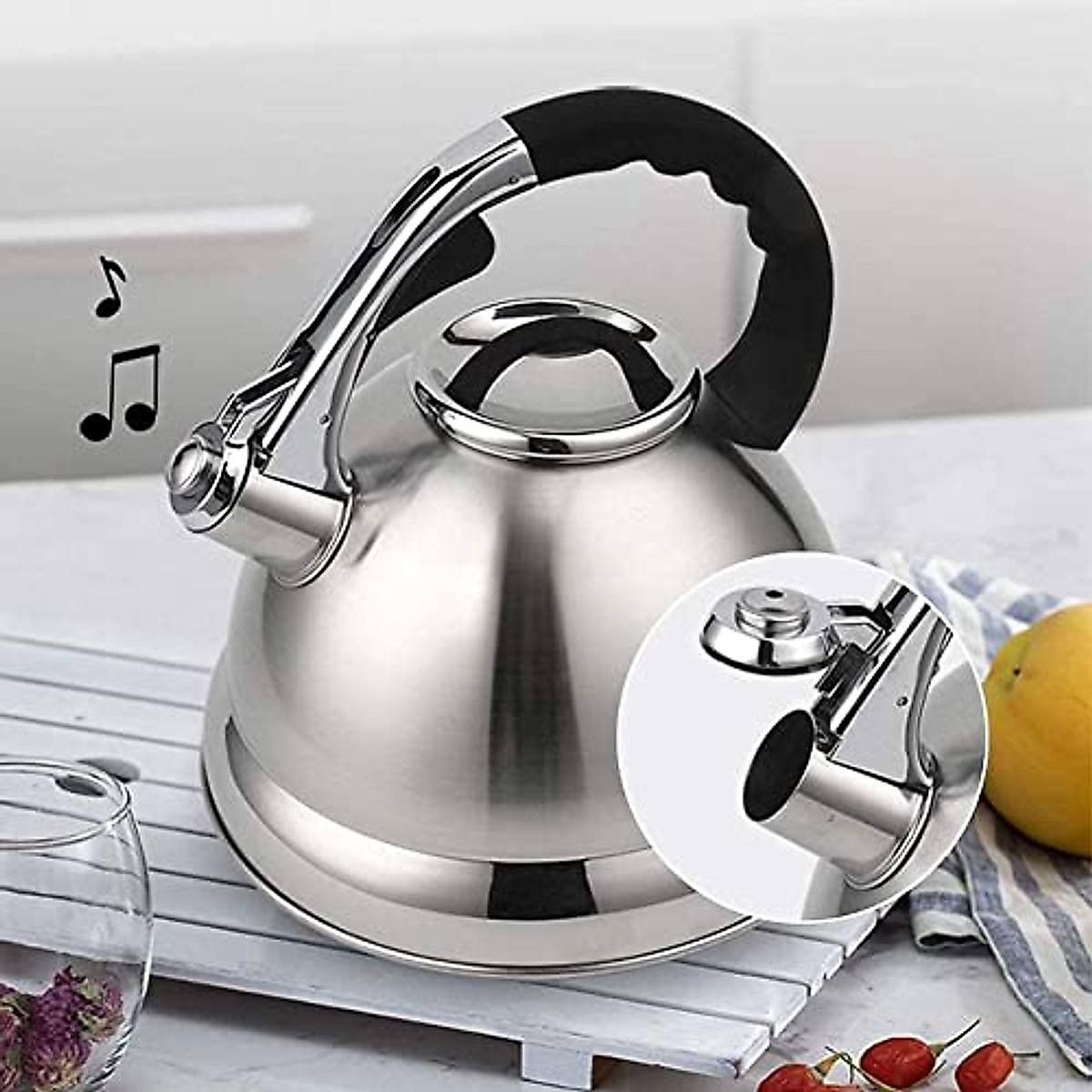 Tea Kettle Stovetop Whistling Teapot 4.2L Stainless Steel Tea Kettle Stovetop Whistling Teapot Whistling Tea Kettle Modern Whistling Tea Pot Whistle Kettle Stove Top Kettle