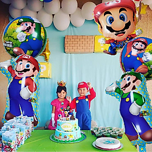 5PCS Mario Aluminum Foil Balloons Super Bros Theme Birthday Party Decoration Supplies