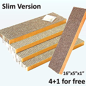 ShioSel, Cat Scratch Pads, Scratcher Cardboards Scratching Pads, Catnip Included, 5-Pack (Slim)