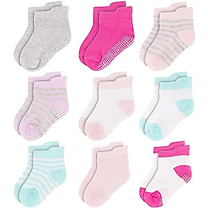 Rising Star Baby Socks 6-12 Months 12-24 Months Toddler Socks Non Slip Grip Ankle Socks for Kids Infant Boys & Little Girls