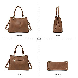 KouLi Buir Hobo Bags for Women Large PU Leather Purses and Handbags Shoulder Bags Ladies Crossbody Bags Top Handle Tote Bag (Brown)