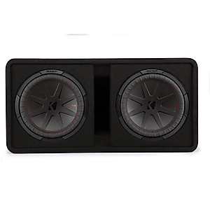 Kicker Comp R 12 Inch Dual Subwoofer in Vented Enclosure Package with 46CXA8001 Amplifier and Wire kit