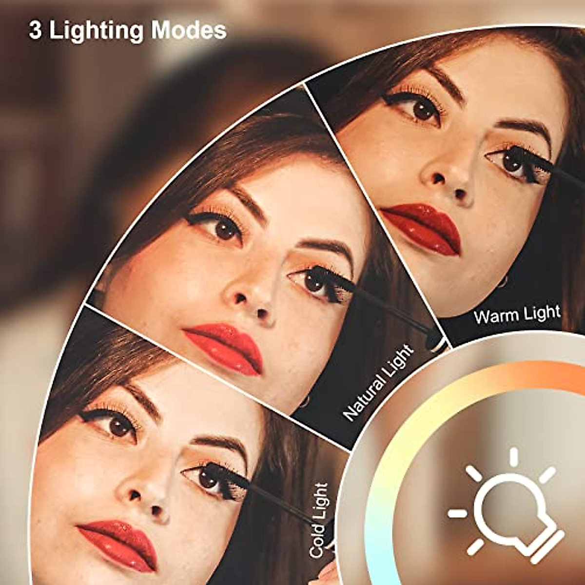 BILEEVO 10X Magnifying Vanity Mirror, Suction Cup Makeup Mirror with Flexible Gooseneck, LED Light Dimmable