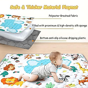 Funsland Baby Play Mat for Floor - 50x50 Kids Foldable Playmat for Babies and Toddlers