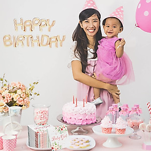 100PCS Baby Girl Napkins Disposable Baby Shower Napkins for Girl Baby Shower Paper Beverage Napkins Baby Girl Shower Party Decorations for Gender Reveal, Birthday, Bridal Shower Party Table Supplies