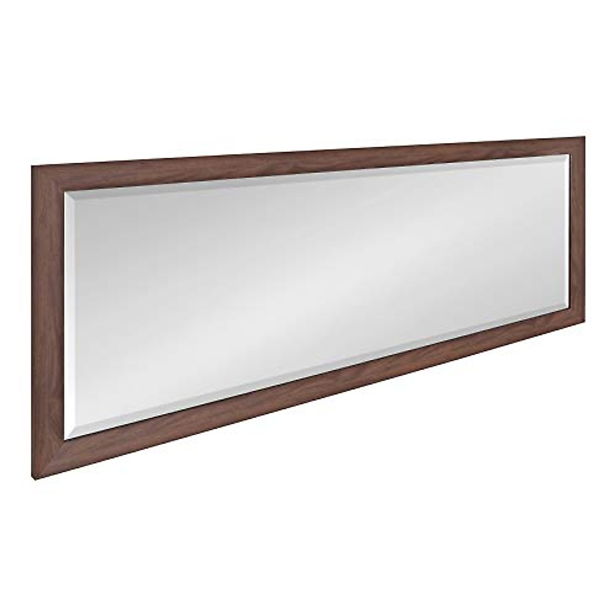 DesignOvation Beatrice Transitional Framed Panel Wall Mirror, 19 x 51, Walnut Brown, Chic Full Length Mirror for Wall