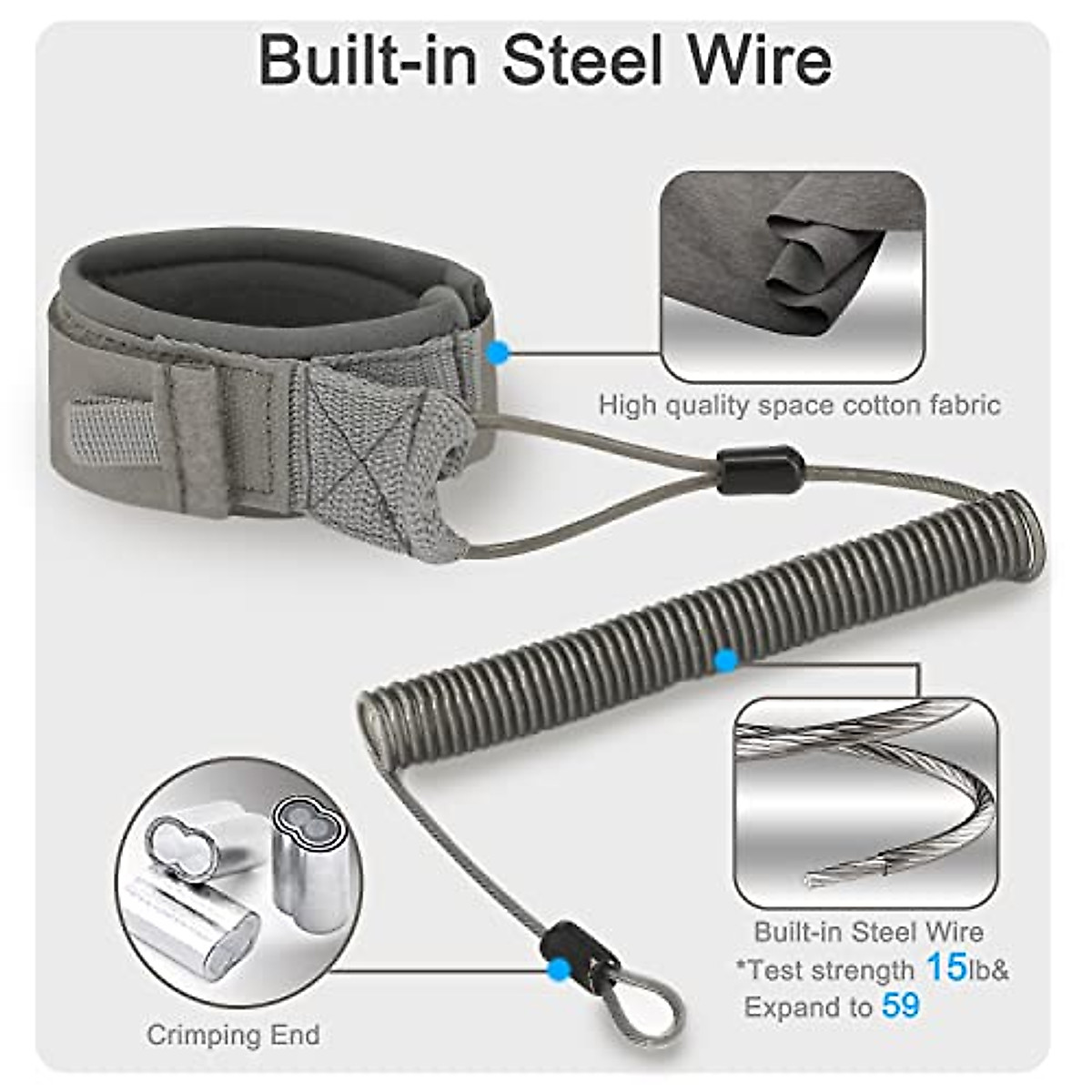 FitStill Waterproof Monopod Floating Hand Grip+Steel cored Safety Wrist Strap Rope for Go Pro Hero Session DJI Osmo and Other Action Cameras.Snorkeling Underwater Diving Selfie Pole Stick