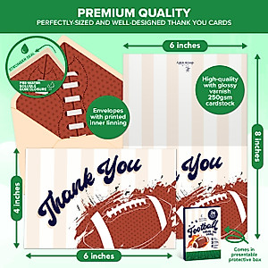 Decorably Thank You Cards with Envelopes & Stickers, Sports-Themed Cards - 24 Pack Football Thank You Cards with Envelopes, Blank Inside 6x4in Sports Thank You Cards Sports, Coach Thank You Cards