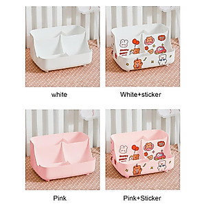 Desk Organizer Pencil Pen Holder with 5 Compartments Small Storage Box, Multi-functional Desk Organizers and Accessories for Office, Dormitory, Art & Stationery Supplies, Makeup Brush (Pink)