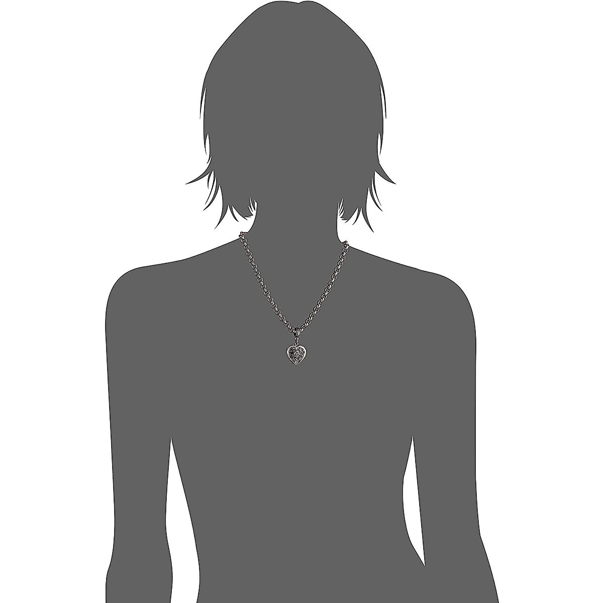 1928 Jewelry Double Sided Flower Accent Heart Pendant Filigree Necklace For Women 16" + 3" Extender