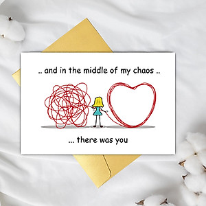 Supoeguk Appreciation Card for Girlfriend Wife, Friendship Card for Women Friend, There Was You in The Middle Of My Chaos