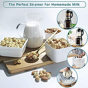 Nut Milk Bag Reusable 3 Pack 12" x 10" Cheesecloth Bags for Straining Almond/Soy Milk Greek Yogurt Strainer Milk Nut Bag for Cold Brew Coffee Tea Beer Juice Fine Nylon Mesh Cheese Cloth