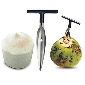 Coconut Opener Tool – Stainless Steel Coconut Meat Removal & Tap Opener Set – Practical & User-Friendly – Compatible with Peeled Thai Young White & Green Coconuts