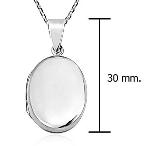 AeraVida Minimalist Engrave Keepsake Memory Holder Sterling Silver Polished Oval Locket Necklace, 16 inch