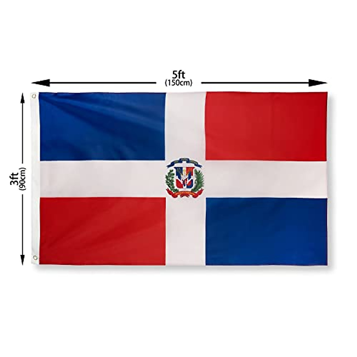 DANF Dominican Flag 3x5 Foot Polyester Bandera De Republica Dominicana National Flags Polyester with Brass Grommets 3 X 5 Ft