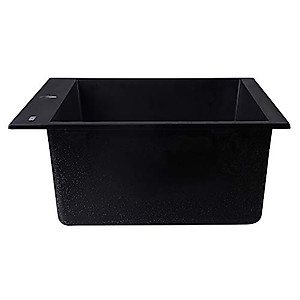 ALFI brand AB3020DI-BLA Drop-In Single Bowl Granite Composite Kitchen Sink, 30", Black