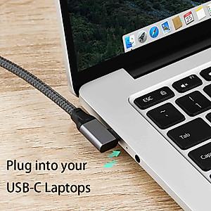 90 Degree USB C Extension Cable Short (1.6ft), Right Angle USB C 3.1 Gen2 Male to Female Adapter, Awnuwuy USB Type C Extender Cord Compatible with USB-C Laptop/Monitor/Hub/Docking Station,Oculus Quest