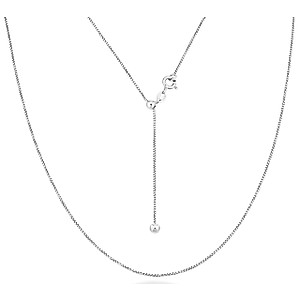 Miabella 925 Sterling Silver or 18Kt Yellow Gold Over Silver Italian 1mm Adjustable Solid Thin Bolo Box Chain Necklace for Women/Slider Chain 14-24 Inch/Made in Italy (sterling silver)