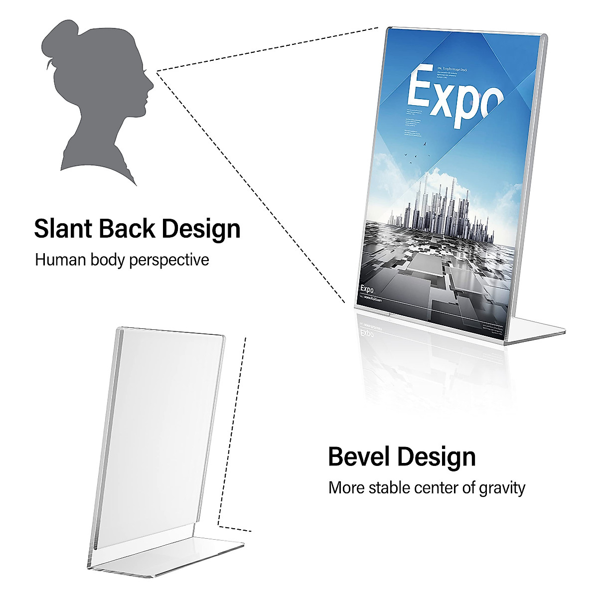 Relx Acrylic Sign Holder 8.5 x 11, Acrylic Display Stand for Display, Slant Back Acrylic Display Stand, Clear Frames Plastic Sign Holder for Store, Restaurant (12 Pack)