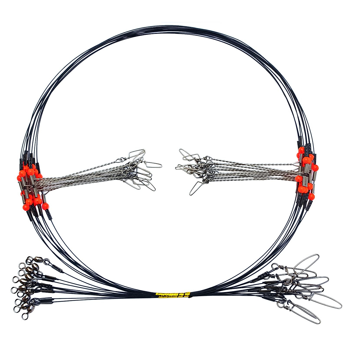 YOTO Fishing Tackle Leaders,Hi-Low Rig,Double Arms Saltwater Stainless Steel Leader with Swivels,High-Strength Fish Wire Gear Equipment, Fishing Gift