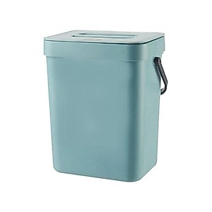 1/2 Hanging Trash Can - Mountable Small Waste Bin, Countertop Compost Bin with Lid | Portable Food Waste Bucket, Household Wall Mounted Garbage Can for Counter Top & Under Sink, PP, Blue,3L