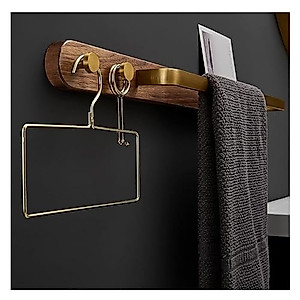 Towel Racks Walnut Single Pole Hotel Towel Rack,Household Bathroom with 2 Hooks,Kitchen Wall Hanging Storage Rack Towel Storage Holder Bath