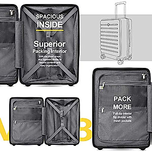 LEVEL8 Road Runner 20 Inch Luggage with Front Compartment, Suitcase with Wheels, Hard Shell Travel Luggage, Lightweight Spinner Luggage, TSA Locks-Navy Blue