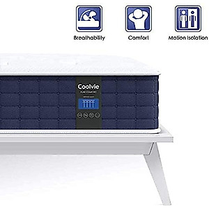 Coolvie Full Mattress, 10 Inch Hybrid Mattress Full Size, Individual Pocket Springs with Memory Foam, Bed in a Box, Cooler Sleep with Pressure Relief and Support