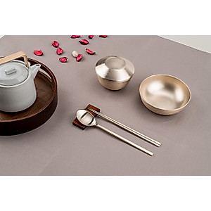 Notbichae Premium Bronzeware Cutlery Spoon Chopsticks Set Korean Traditional Handmade Tableware BANGJJA YUGI with Gift Box 한국 유기 (Traditional Shape Set)