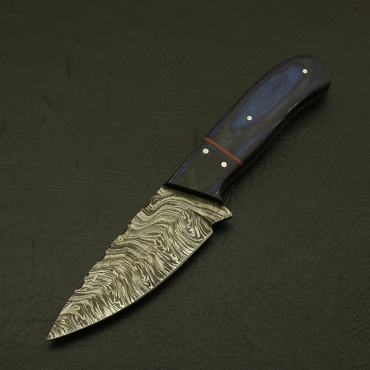 Custom Handmade Damascus Steel Camping Tracker Hunting Knife | Beautiful Rose Wood Handle With Leather Sheath