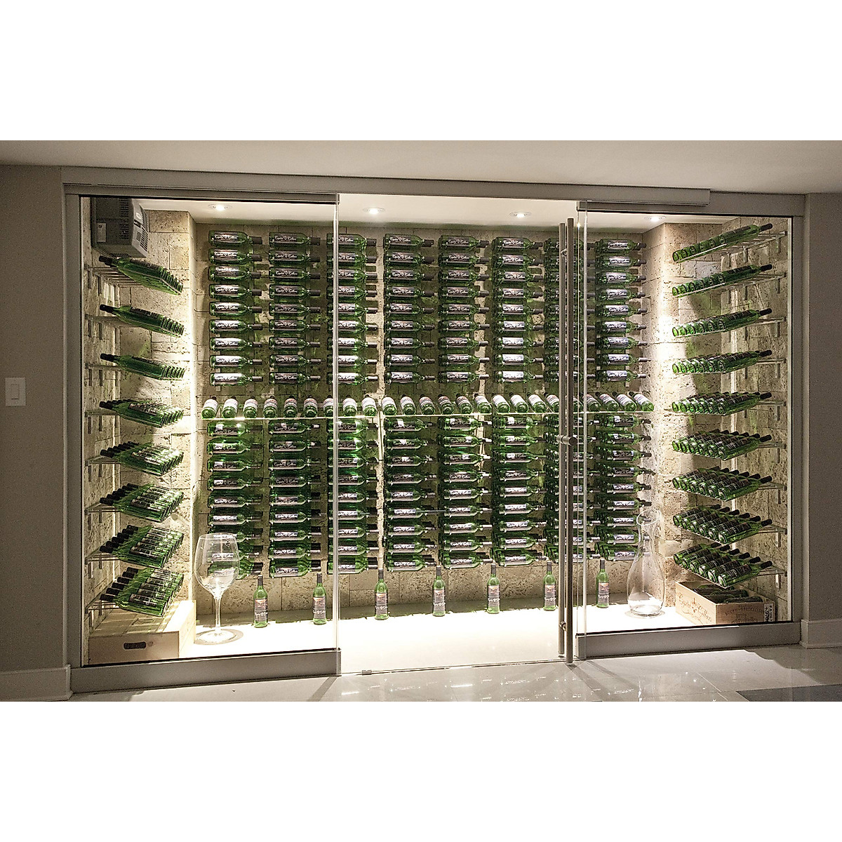 W Series Pro Wine Rack 6 - Single Depth, Metal Wall Mounted Wine Rack - Modern, Easy Access Wine Storage - Space Saving Wine Rack with Storage Capacity (18 Bottles, Brush Nickel)
