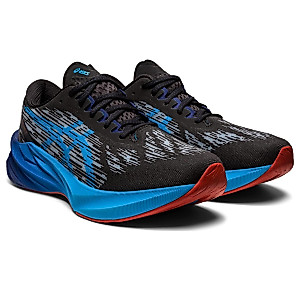 ASICS Men's NOVABLAST 3 Running Shoes, 12, BLACK/ISLAND BLUE