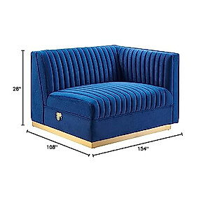 Modway Sanguine Channel Tufted Performance Velvet Modular Sectional Sofa, 6-Piece Set, Navy