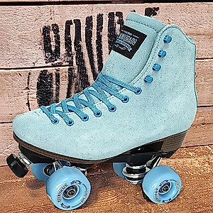 Sure-Grip Boardwalk Unisex Outdoor Roller Skates Material of Leather, Rubber, Suede & Aluminum Trucks | Comfortable, Extra Long Laces - Suitable for Beginners (Sea Breeze, Mens 9 / Womens 10)
