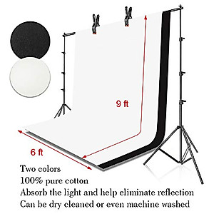 EMART 8.5x10ft Photography Backdrop Kit with 400W 5500K Daylight Umbrella Continuous Lighting Set, Black & White Backgrounds for Photo Studio Product, Photoshoot, Portrait Shoot