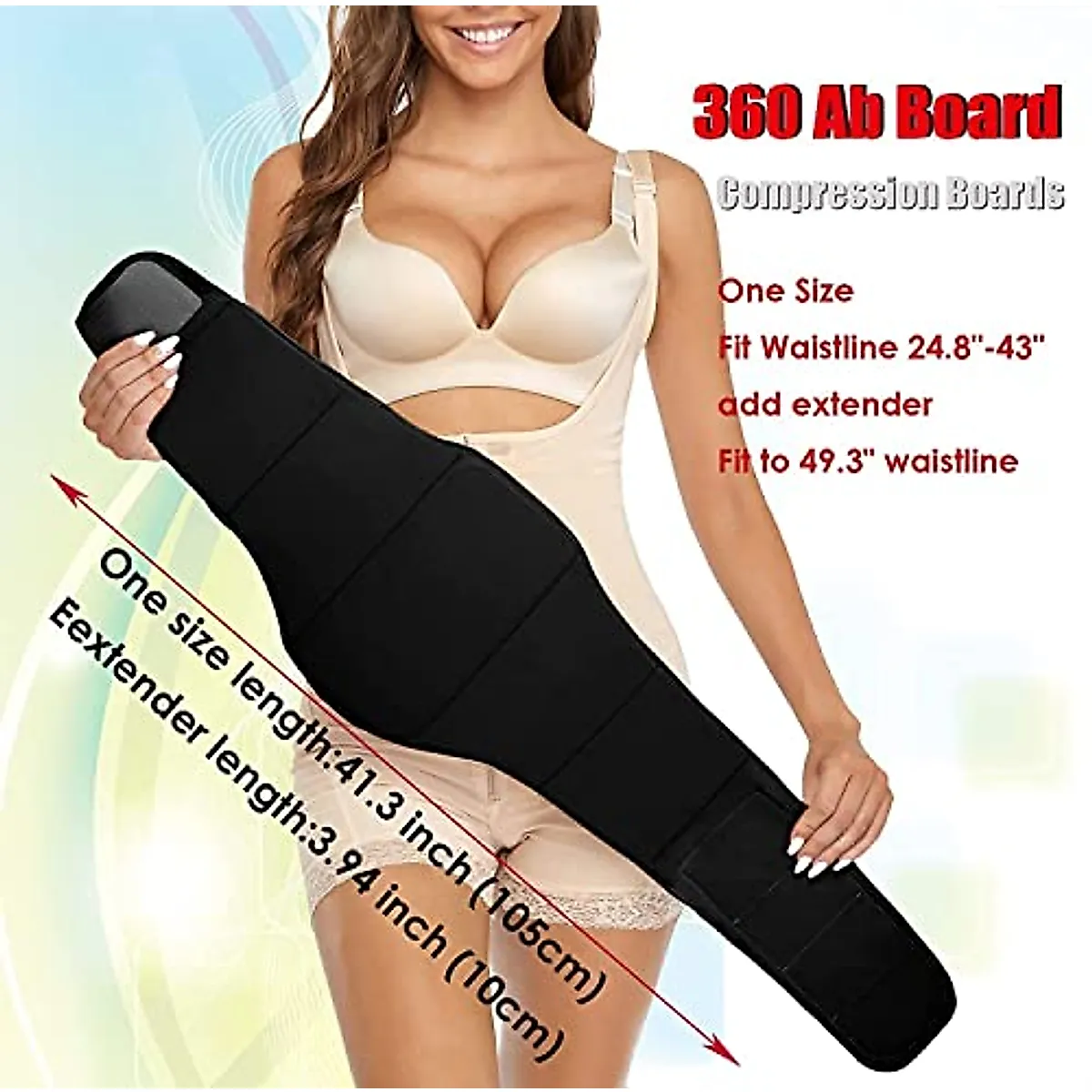 Abdominal Board 360 Lipo Foam Ab Board Post Surgery Liposuction Waist Belly Wrap Board for Lipo Recovery (One Size, Black)