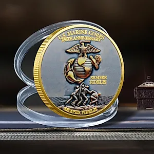 250th Anniversary US Marine Corps Commemorative Coin, Double-Sided USMC Challenge Coin, Military Commemorative Coins, Military Collectible & Veteran Gift (6PCS)