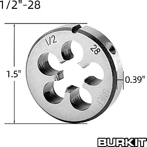 Burkit 1/2"-28 UNEF Tap and Die Set, Right Hand 1/2 x 28 HSS Machine Thread Tap Die Set