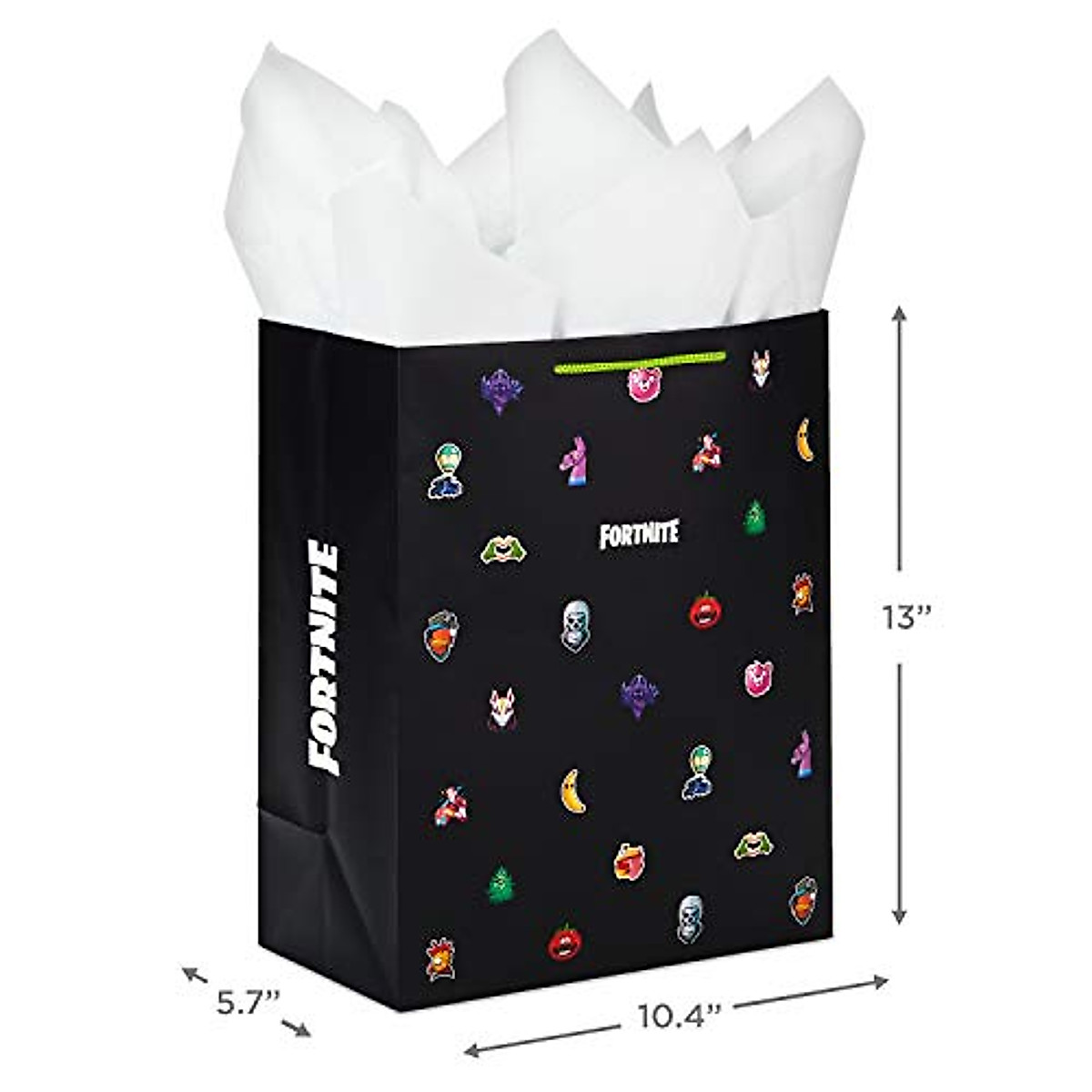 Hallmark 13" Large Fortnite Gift Bag with Tissue Paper (Black) for Birthdays, Valentine's Day, Christmas and More