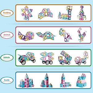 MAGBLOCK 102 Piece Magnetic Tiles Toys for 3 4 5 Year Old Girls Boys, Castle Magnet Toy Building Block for Kids Toddlers, Magnetic Blocks Montessori STEM Toys for Toddler Girls Gifts