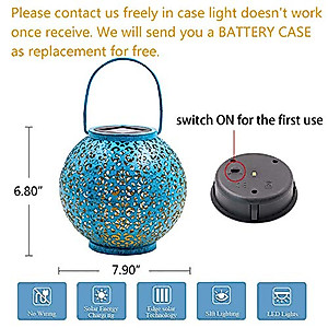 Solar Big Lantern Hanging Garden Outdoor Lights Metal Waterproof LED Table Lamp Decorative